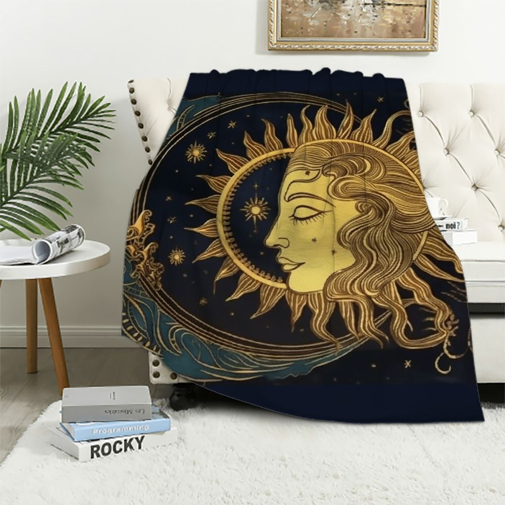 ARISTURING Sun Moon Bohemian Blanket,Sun Moon Throw Blanket,Sun Cozy ...