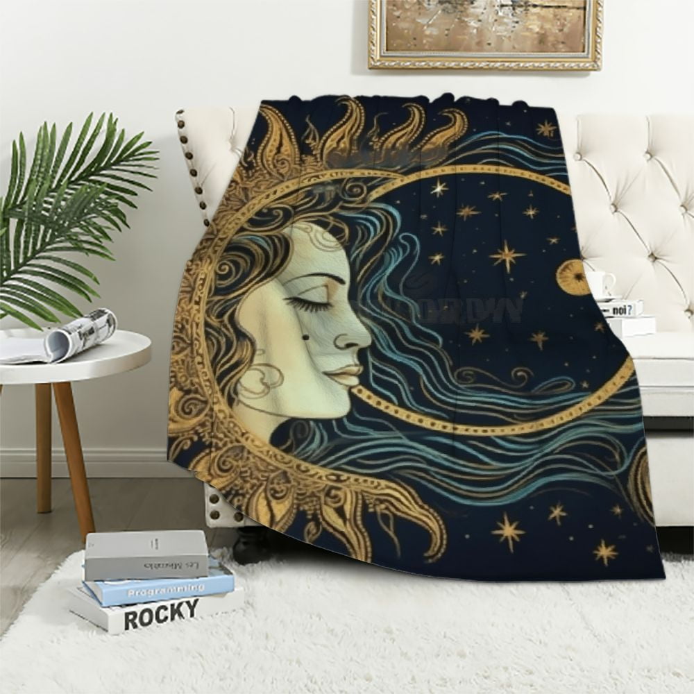 ARISTURING Sun Moon Bohemian Blanket,Sun Moon Throw Blanket,Sun Cozy ...