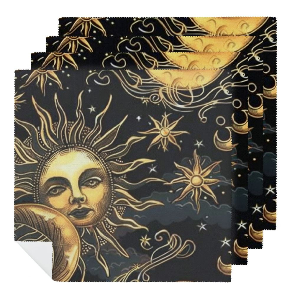 ARISTURING Sun Moon Stars Cloth Napkins Polyester Home Decor Reusable 6 ...