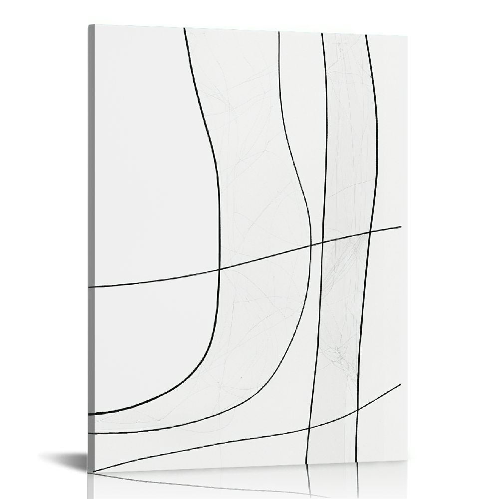 ARISTURING Sylvie Modern Line Abstract Black and White Framed Canvas ...