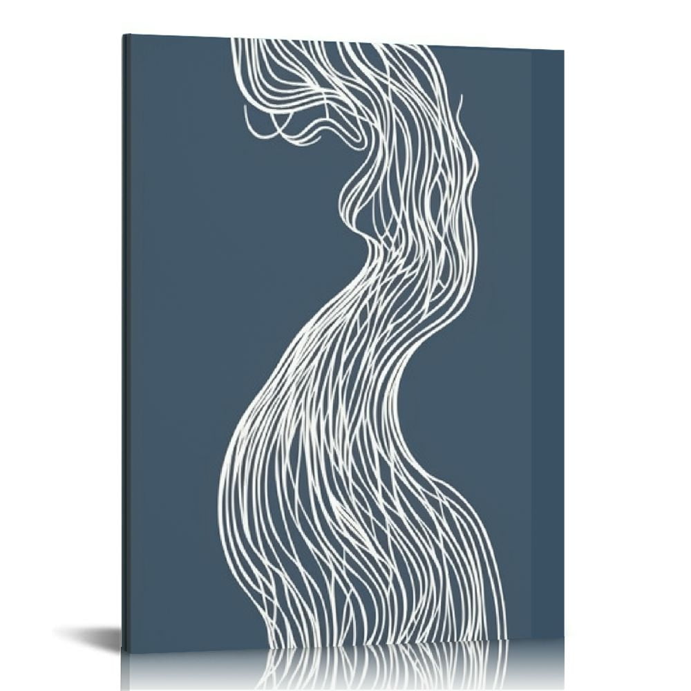 HENGT Sylvie Rich Blue Abstract River Framed Canvas Wall Art by The ...