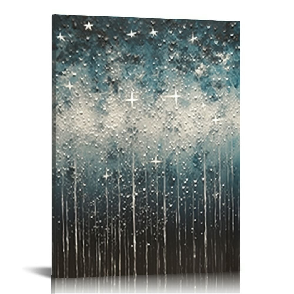 ARISTURING Teal and Grey Abstract Wall Art Teal and Silver Canvas Art ...