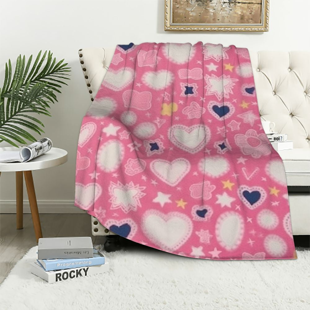 ARISTURING in The Dark Pink Heart Stars Throws Blanket, Soft Warm Cozy ...