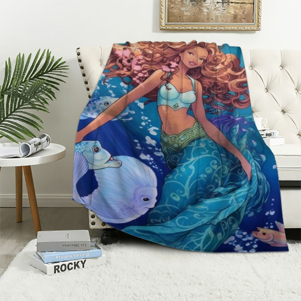 ARISTURING The Little M̥èŕm̥āīd̼ Blanket Cartoon Blanket Soft Plush ...