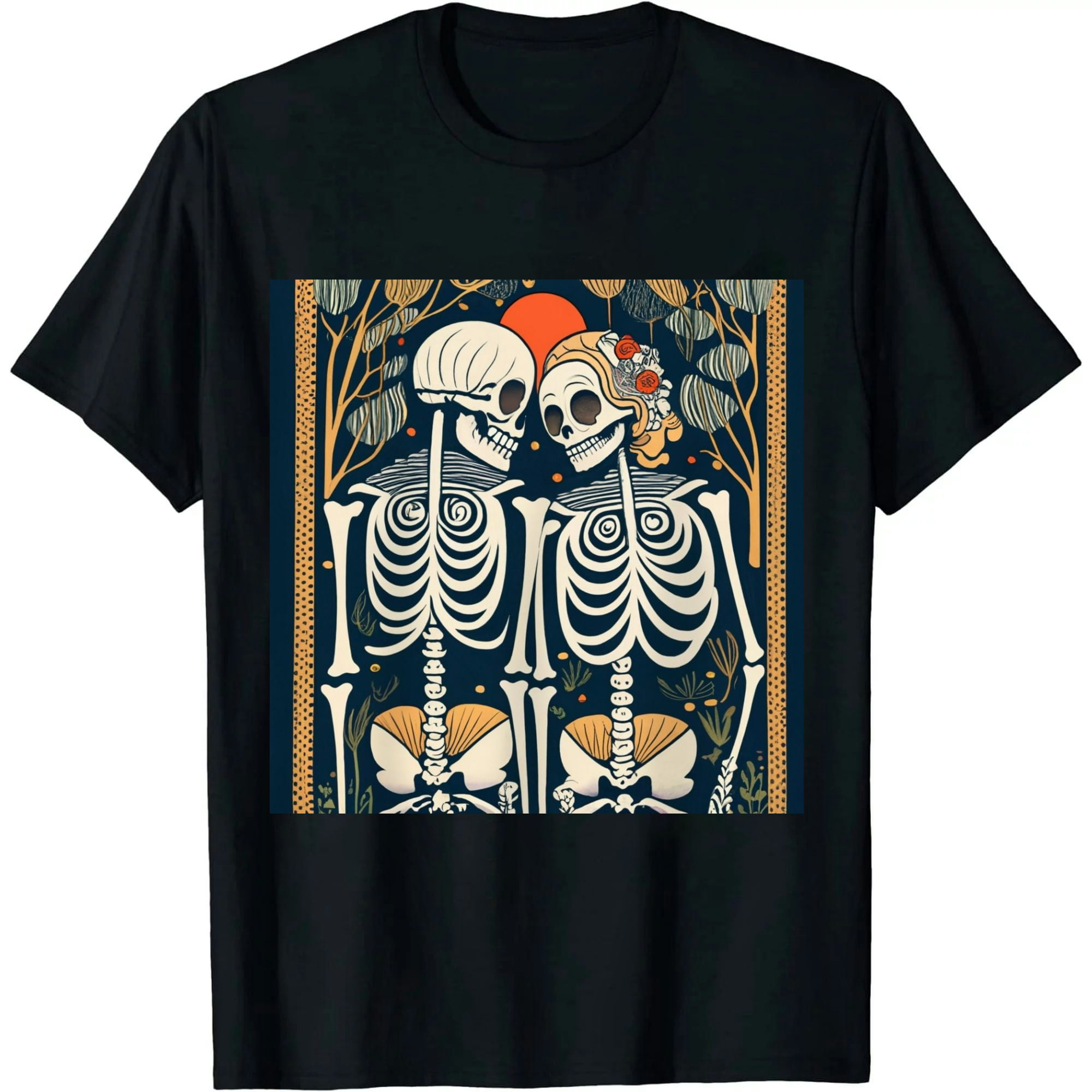 ARISTURING The Lovers Vintage Tarot Card Goth Skeleton Skull T-Shirt ...
