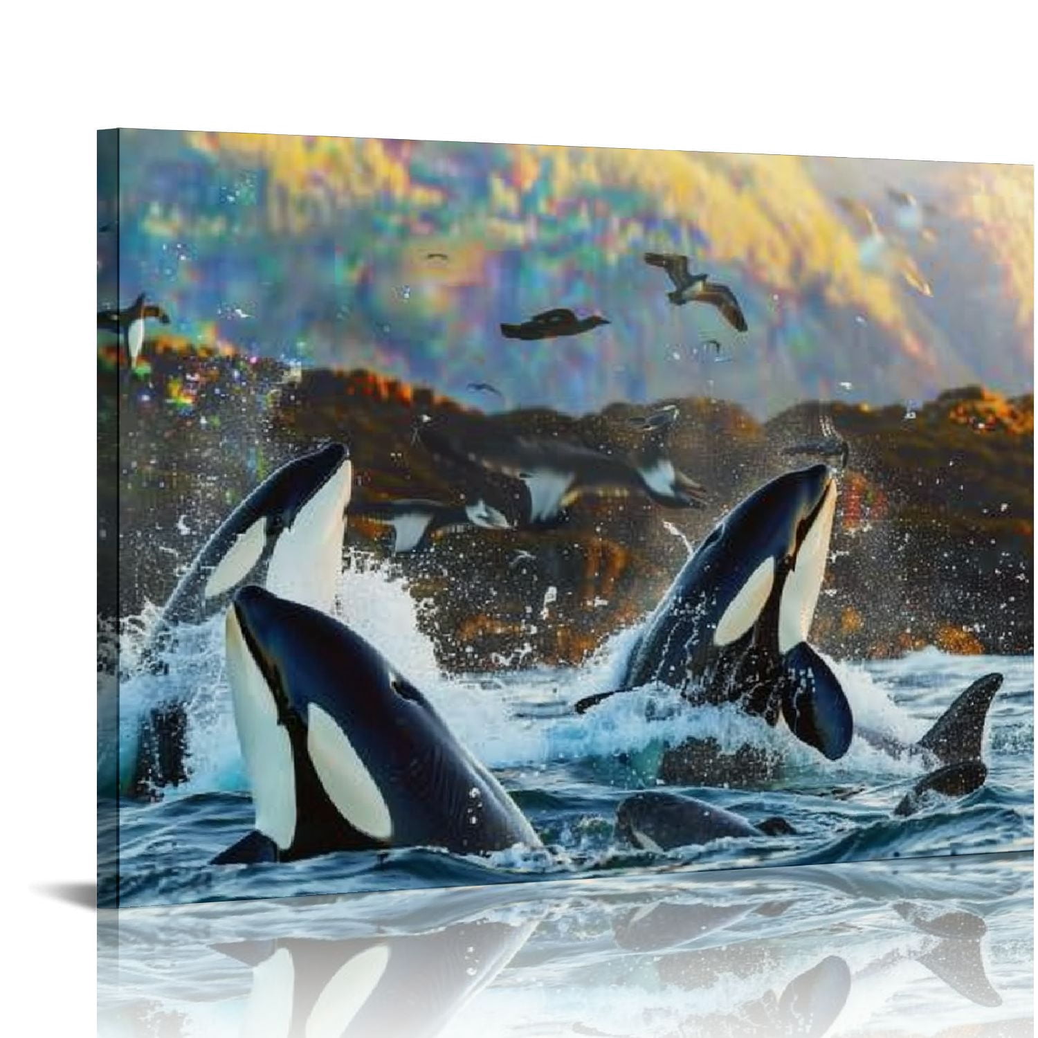 ARISTURING Three Killer Whales Orcas Ocean Canvas Poster Wall Art Decor ...