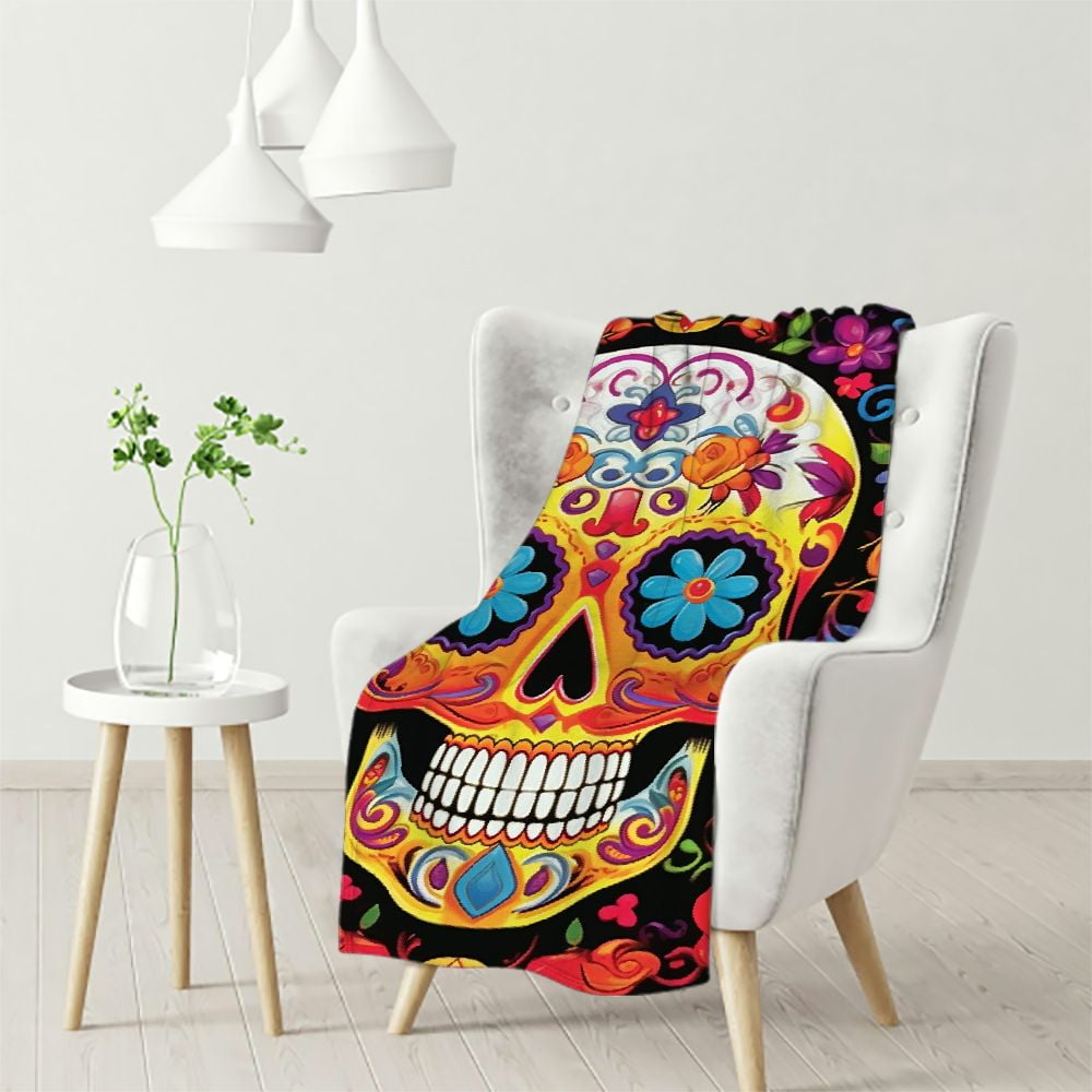 Jiayy Throw Blanket Day of The Dead Plush Bed Blanket Lightweight Comfy ...