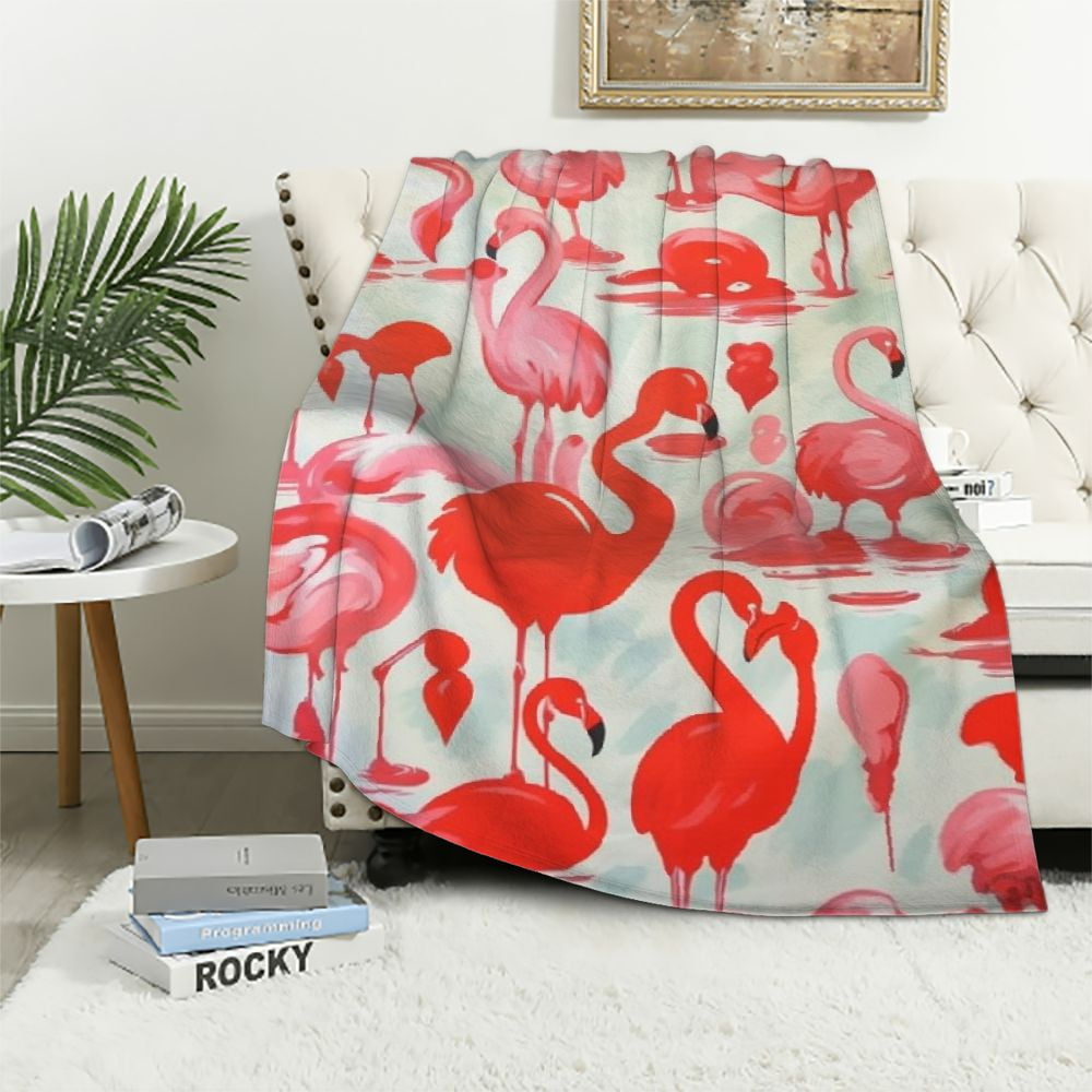 ARISTURING Throw Blanket Flamingo Gifts for Women Girl Pink Cow Print ...