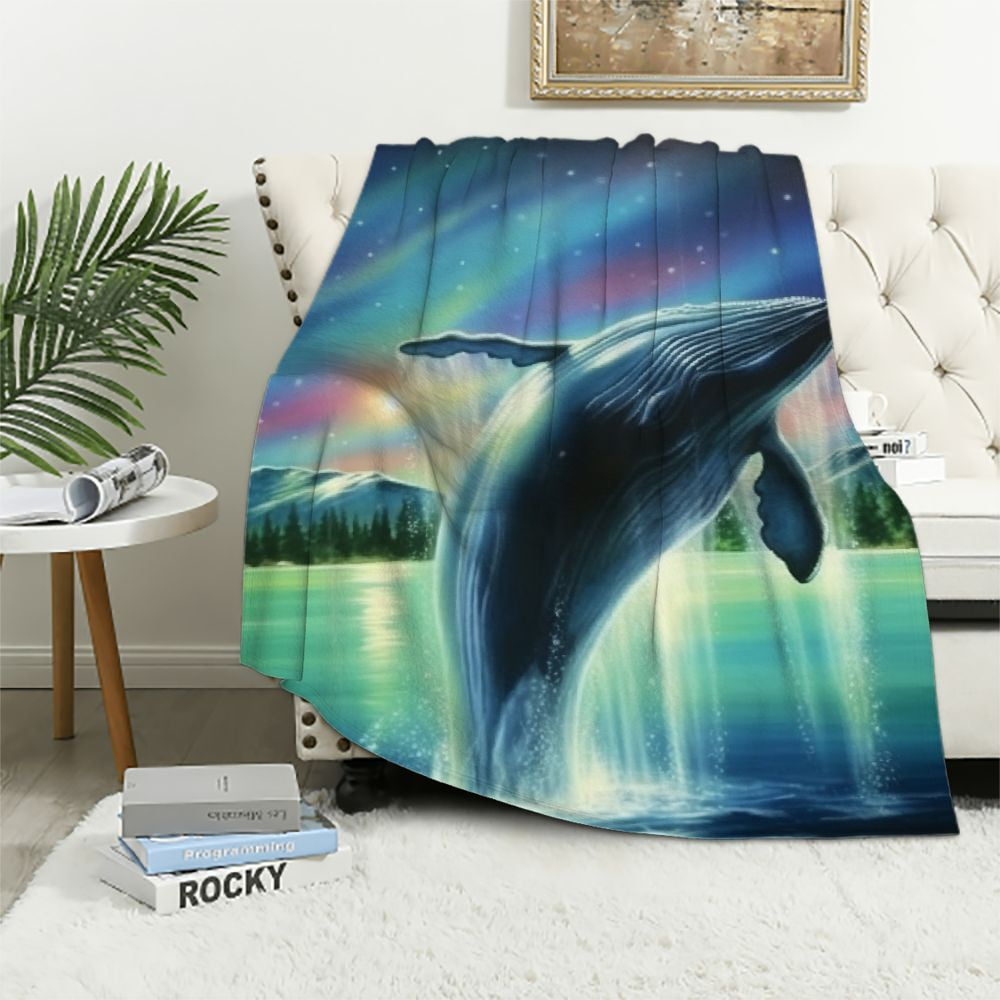 ARISTURING Throw Blanket Flannel Humpback Whale 30"x40" Warm Cozy Soft ...