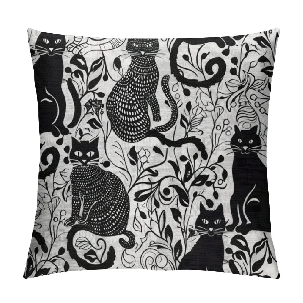 ARISTURING Throw Pillow Cover, Cat Pillow Cover, Abstract Kitten with ...