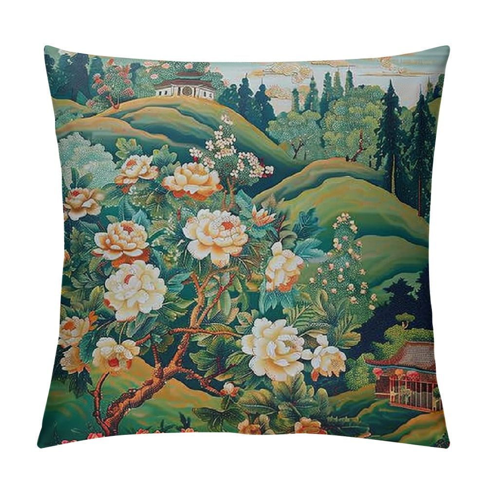 HENGT Throw Pillow Cover Ming Vase Green Chinoiserie Lumbar Cushion ...