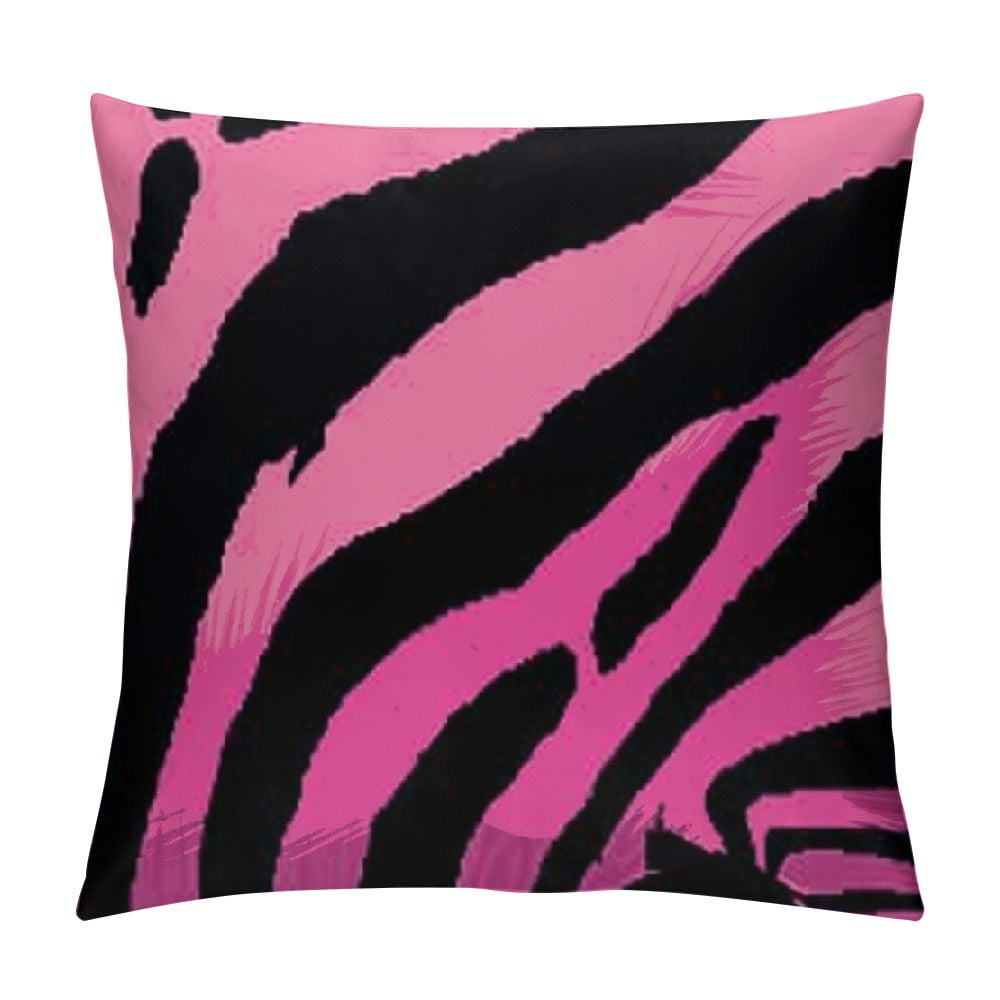 HENGT Throw Pillow Cover,Zebra Print Abstract Art Black Pink Stripe ...