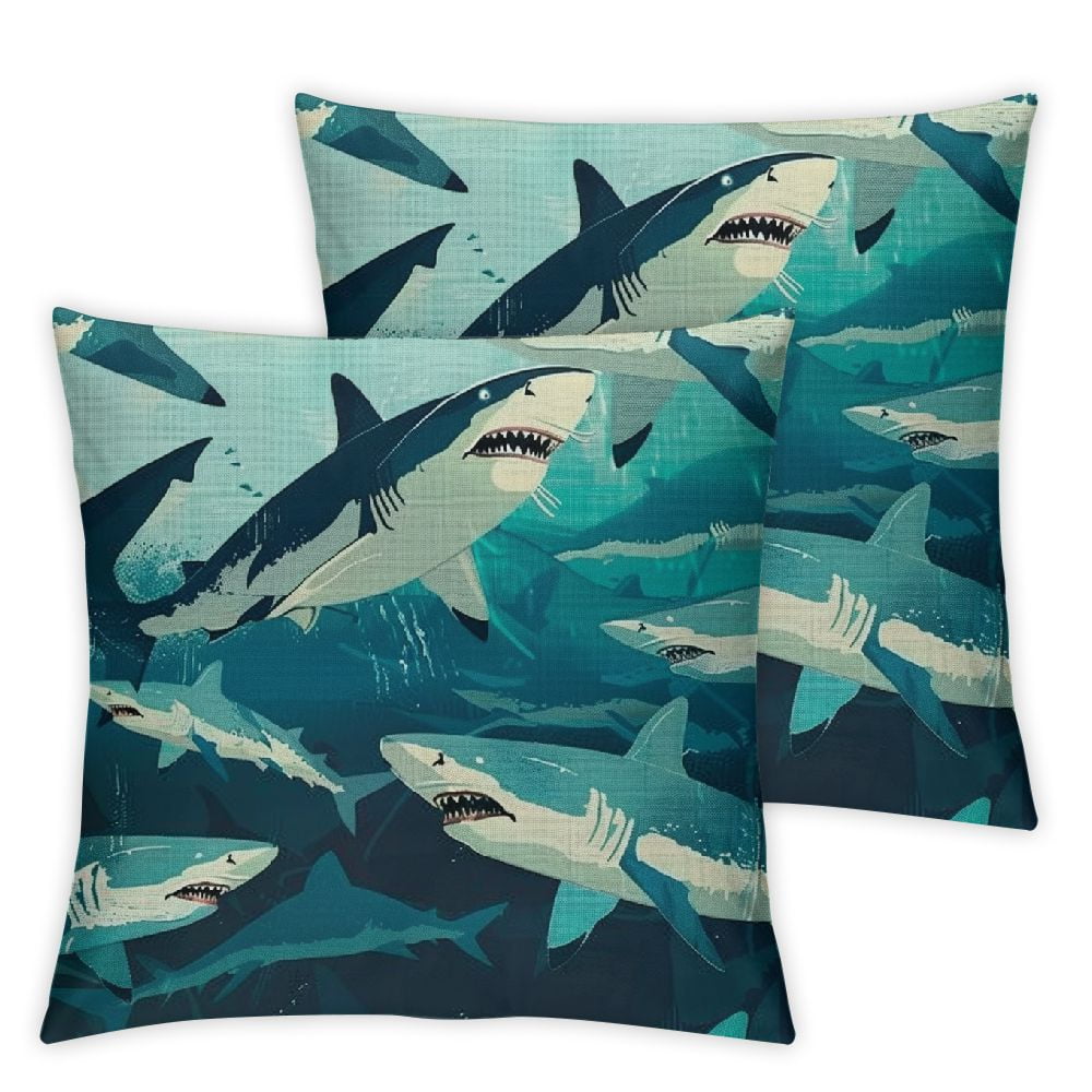 ARISTURING Throw Pillow Covers Shark in Sea Ocean Animal Fish Pillow ...