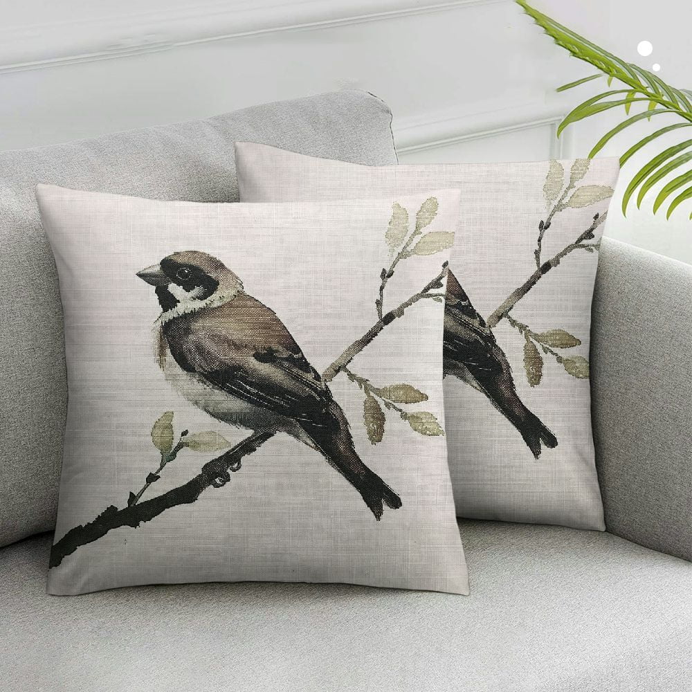 ARISTURING Throw Pillow Covers Sparrow Square Sofa Pillow Covers A Bird ...