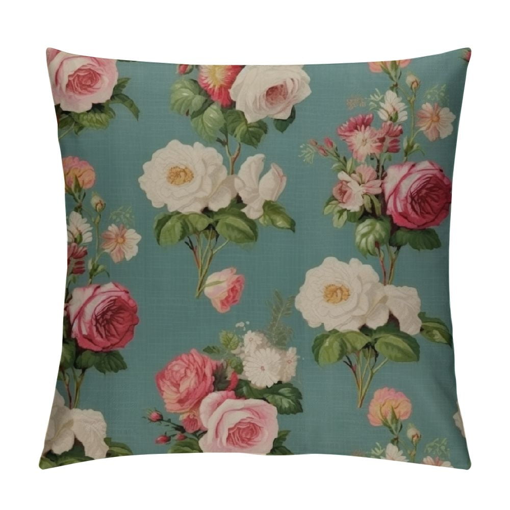 HENGT Throw Pillows for Couch Vintage Shabby Chic Peach Pink Rose ...