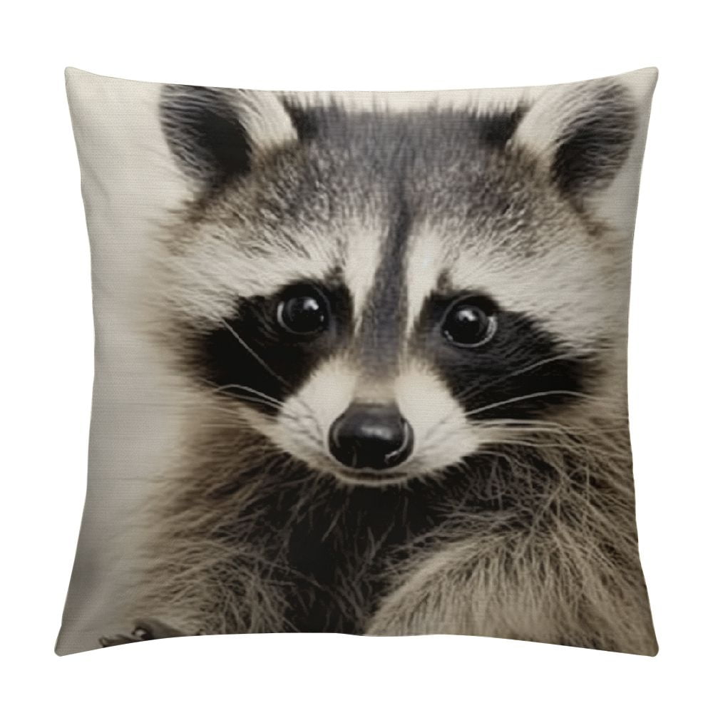 ARISTURING Throw Pillows Cover Racoon Raccoon Sitting White Animals ...