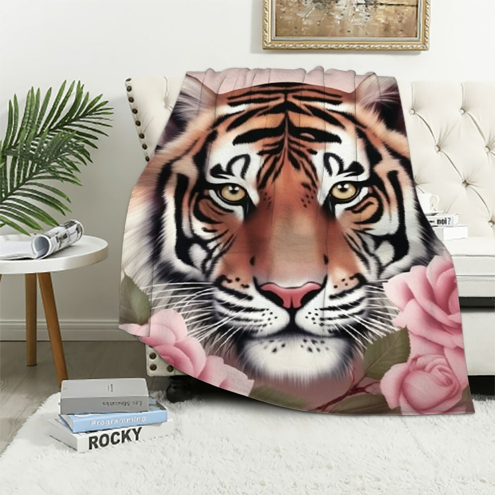 HENGT Tiger Blanket Soft Warm Tiger Plush Throw Blanket Tiger Gifts for ...