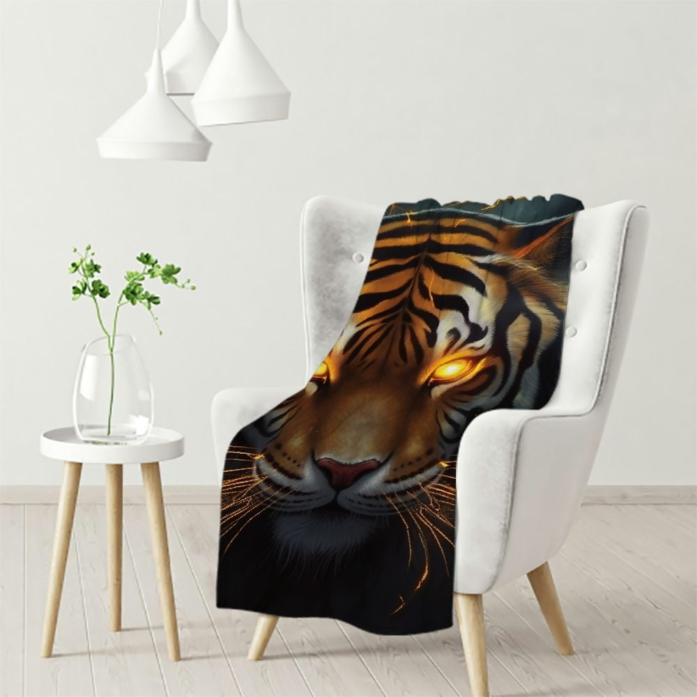 ARISTURING Tiger Gifts Blanket, Cool Black Fire Tiger Blanket, Tiger ...