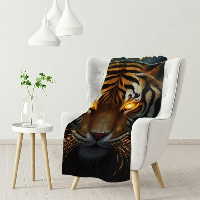 ARISTURING Tiger Gifts Blanket, Cool Black Fire Tiger Blanket, Tiger ...