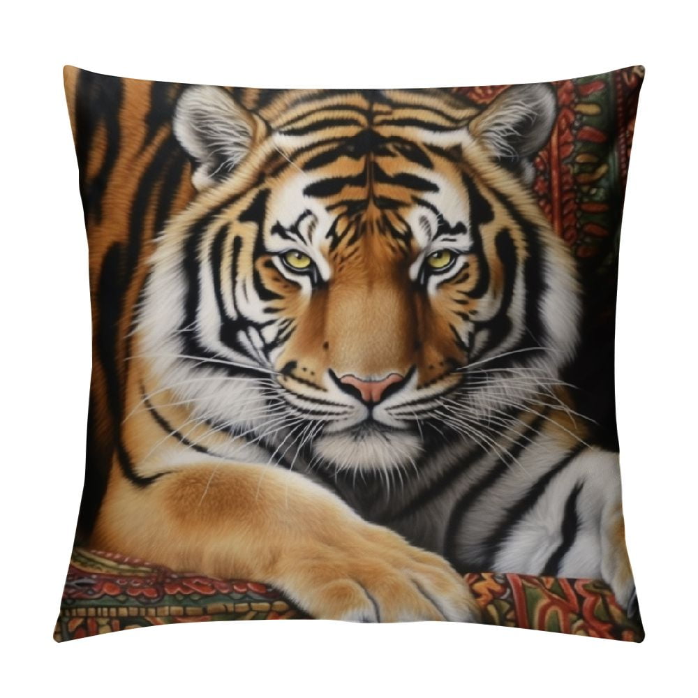 ARISTURING Tiger Print Pillow Cover for Sofa Couch Chair,Wild Animal ...