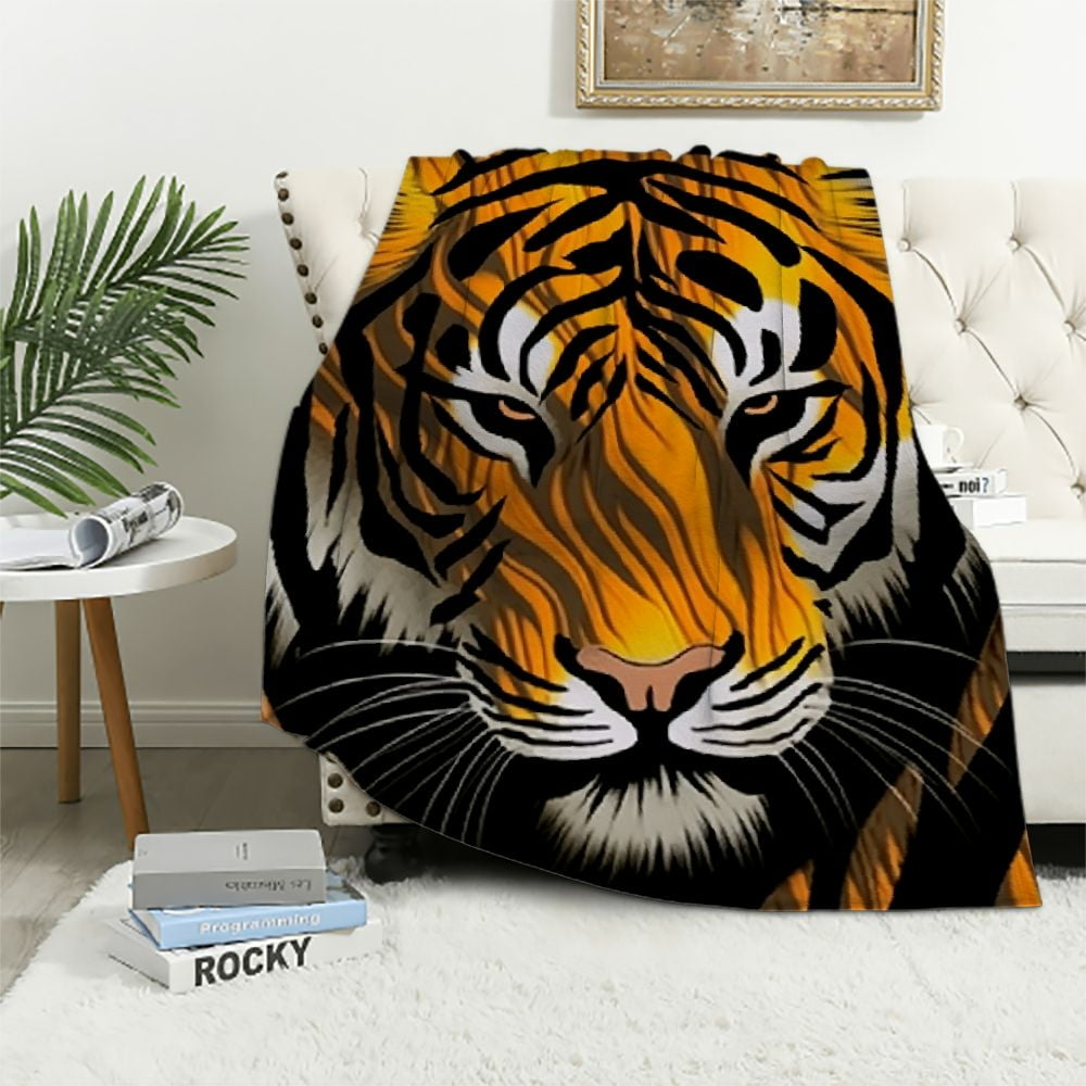 ARISTURING Tiger Striped Pattern Throw Blanket,Seamless Abstract Wild ...