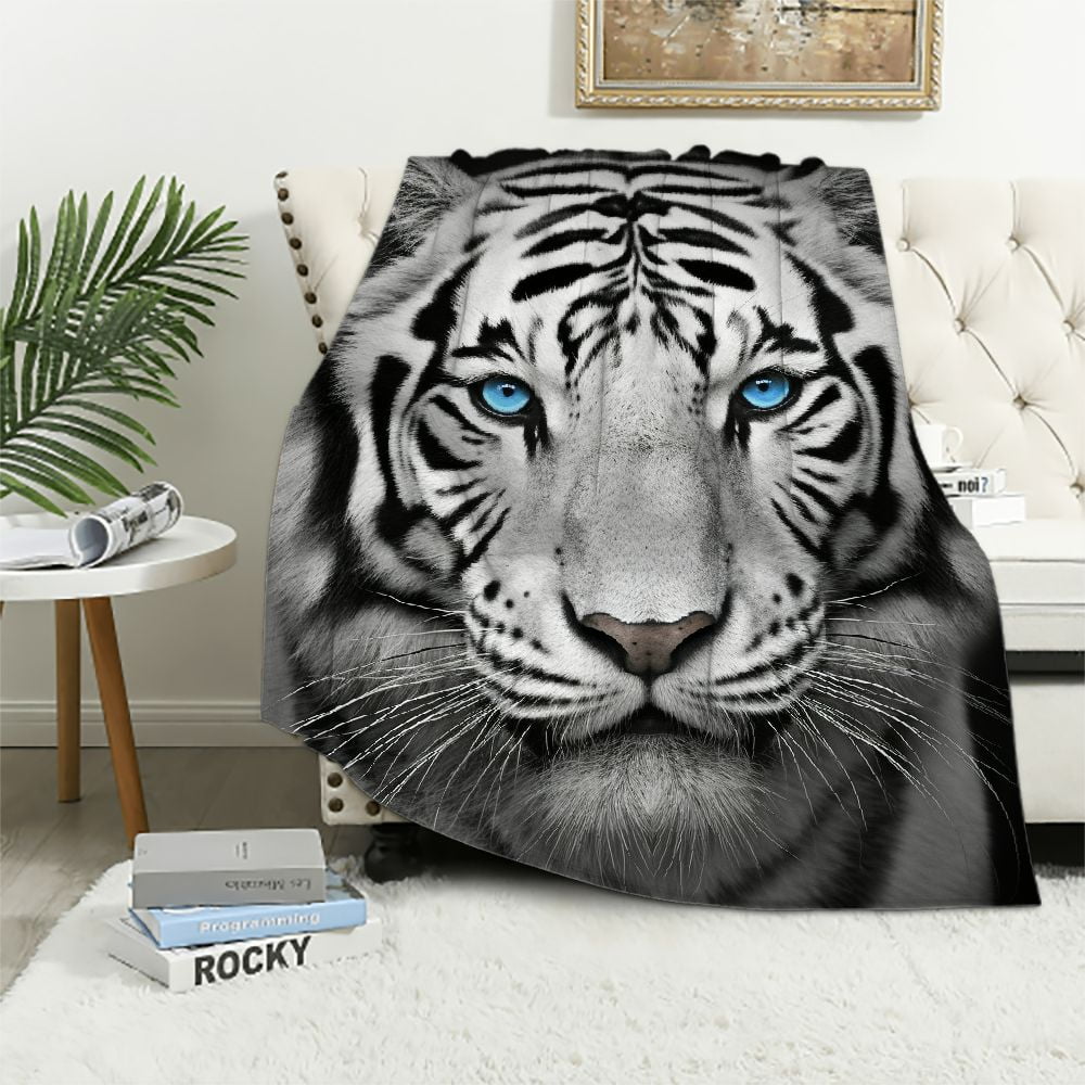 HENGT Tiger Throw Blanket White Tiger Sherpa Blanket Throw for Kids ...
