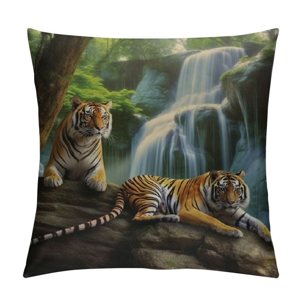 HENGT Tiger Throw Pillow Cover Tropical Banyan Tree Pure Limestone ...