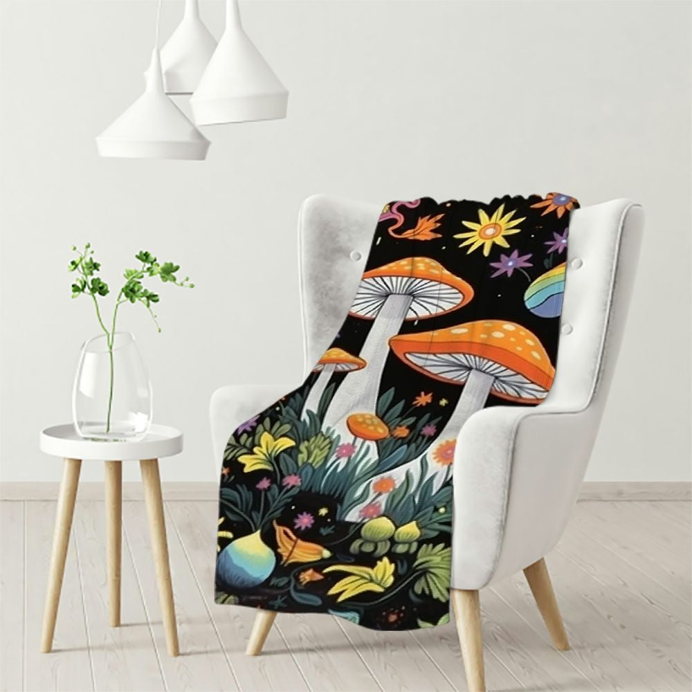 ARISTURING Trippy Mushroom Throw Blanket for Couch Groovy Floral ...