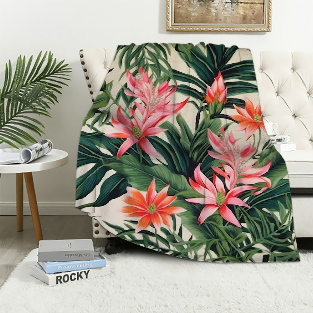 ARISTURING Tropical Palm Leaves All Season Bed Blanket Nature Theme ...