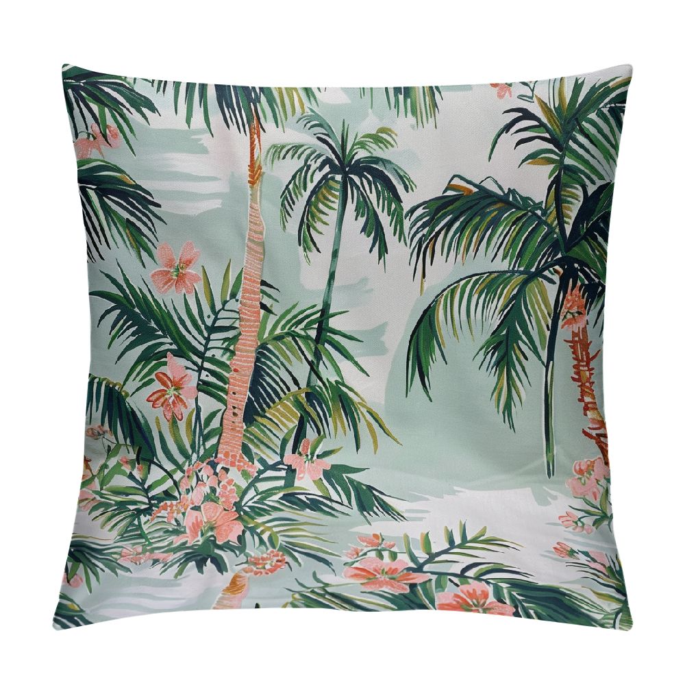 Jiayy Tropical Palm Trees Throw Pillow Covers,Coconut Palm Trees Coral ...