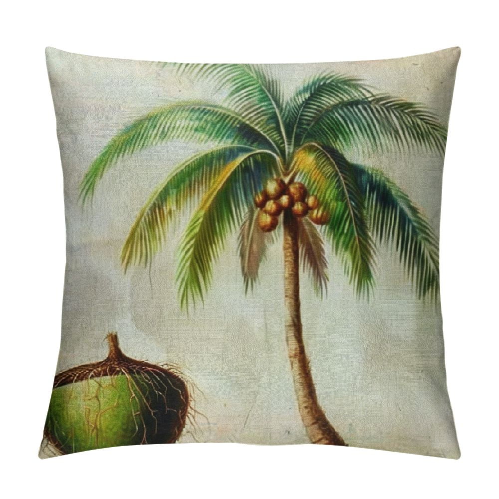 ARISTURING Tropical Throw Pillow Covers Summer Coconut Palm Banana Tree ...