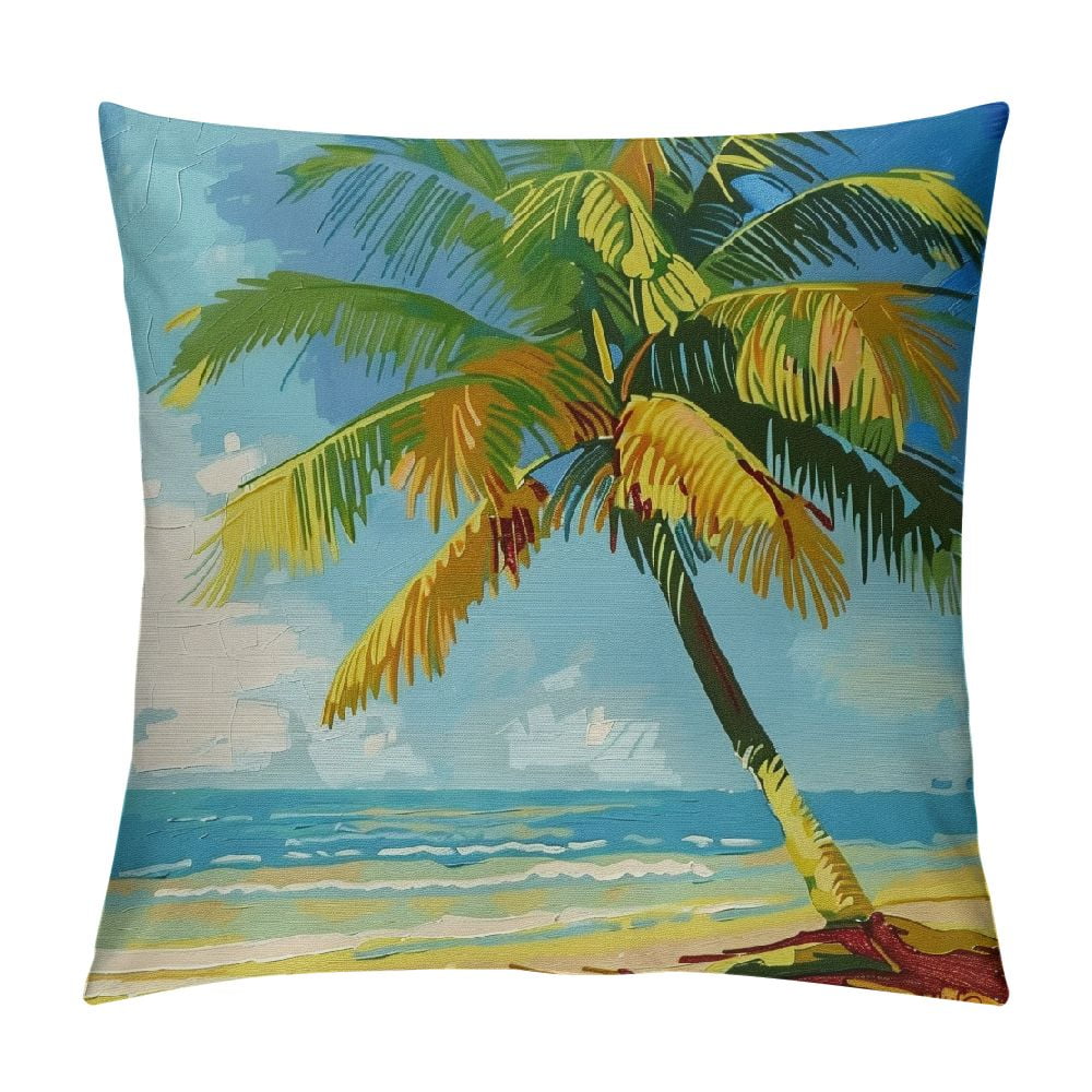 ARISTURING Tropical Throw Pillow Cushion Cover, Coconut Palm Tree ...