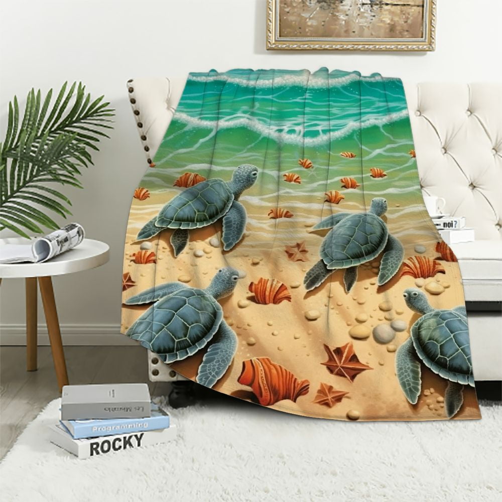 ARISTURING Turtle Beach Blanket for Bed, " Queen Size Turtle Throw ...