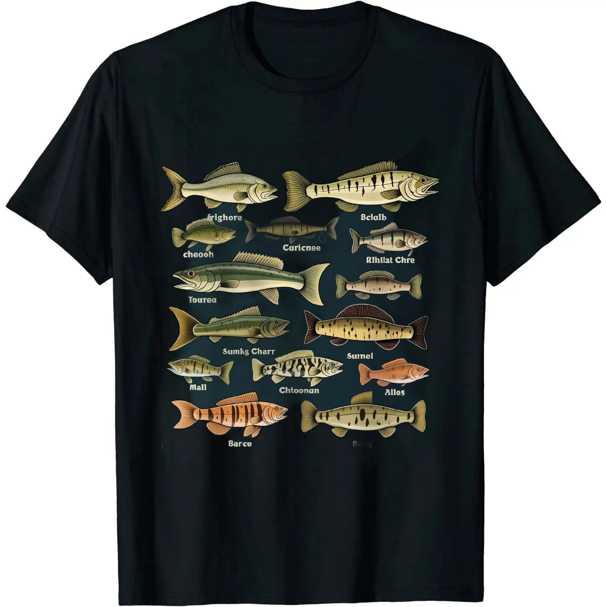 ARISTURING Types Of Freshwater Fish Sorts Species Fishing T-Shirt T ...