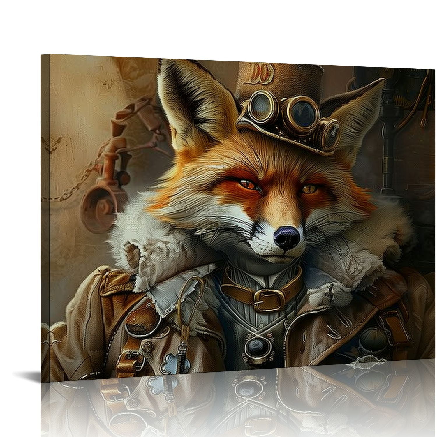 Jiayy Victorian Fox Vintage Gothic Canvas Art Print - Dark Academia Fox ...