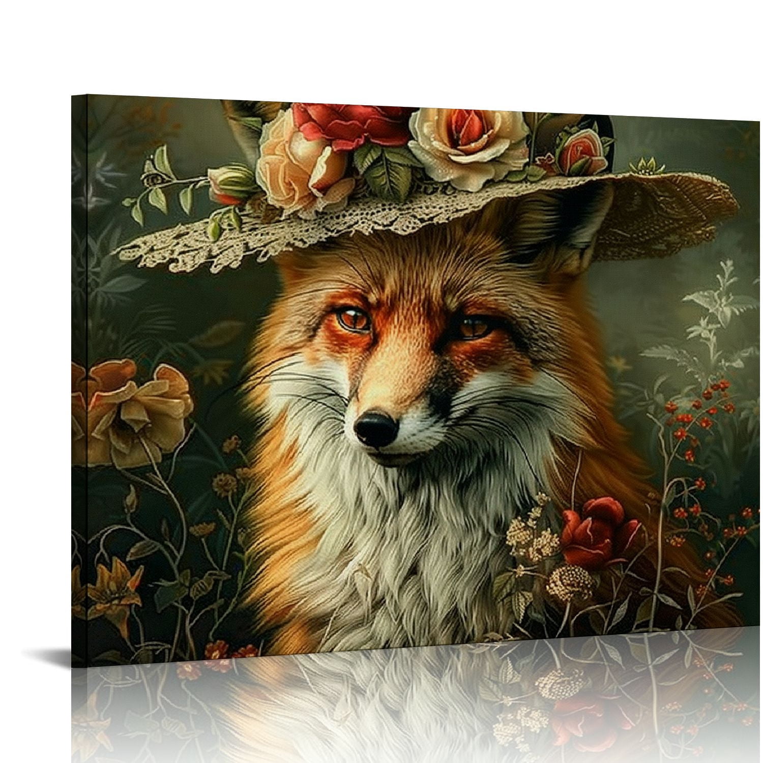 ARISTURING Victorian Fox Vintage Gothic Canvas Art Print - Dark ...