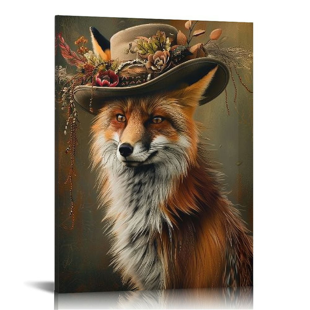 ARISTURING Victorian Fox Vintage Gothic Canvas Art Print - Dark ...