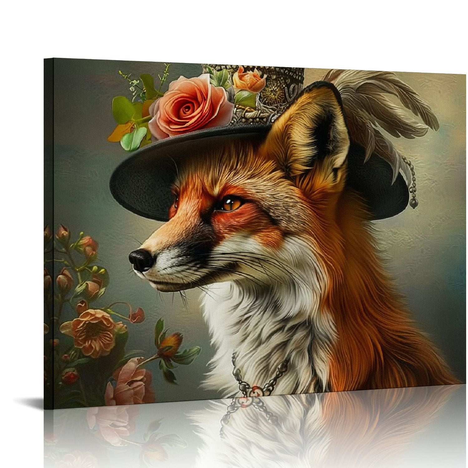 ARISTURING Victorian Fox Vintage Gothic Canvas Art Print - Dark ...