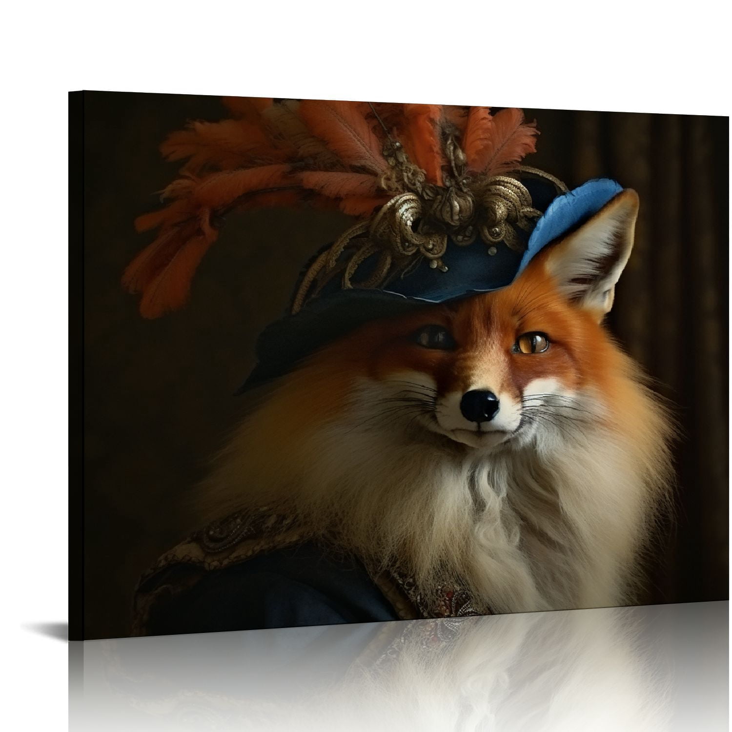 Jiayy Victorian Fox Vintage Gothic Canvas Art Print - Dark Academia Fox ...