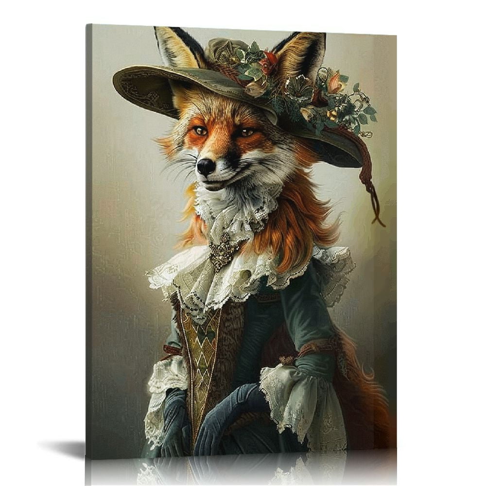 ARISTURING Victorian Fox Vintage Gothic Canvas Art Print - Dark ...