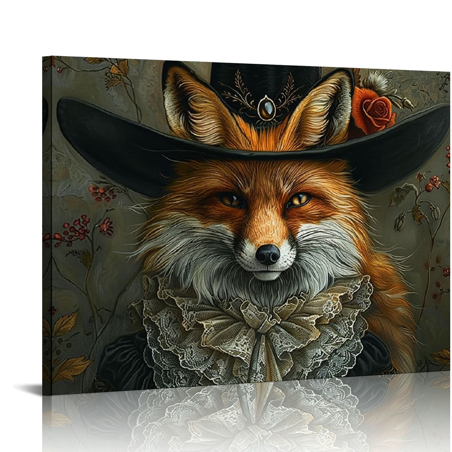 ARISTURING Victorian Fox Vintage Gothic Canvas Art Print - Dark ...