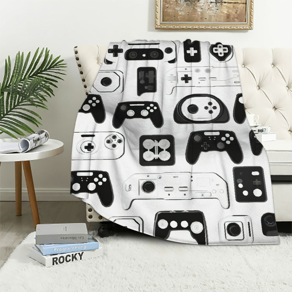 ARISTURING Video Game Gaming Black White Gamer Throw Blanket Soft Bed ...