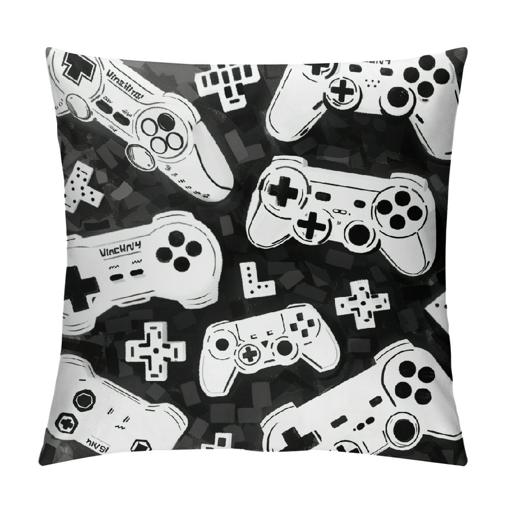 ARISTURING Video Game Throw Pillow Gamer Controller Pillow Cover White ...
