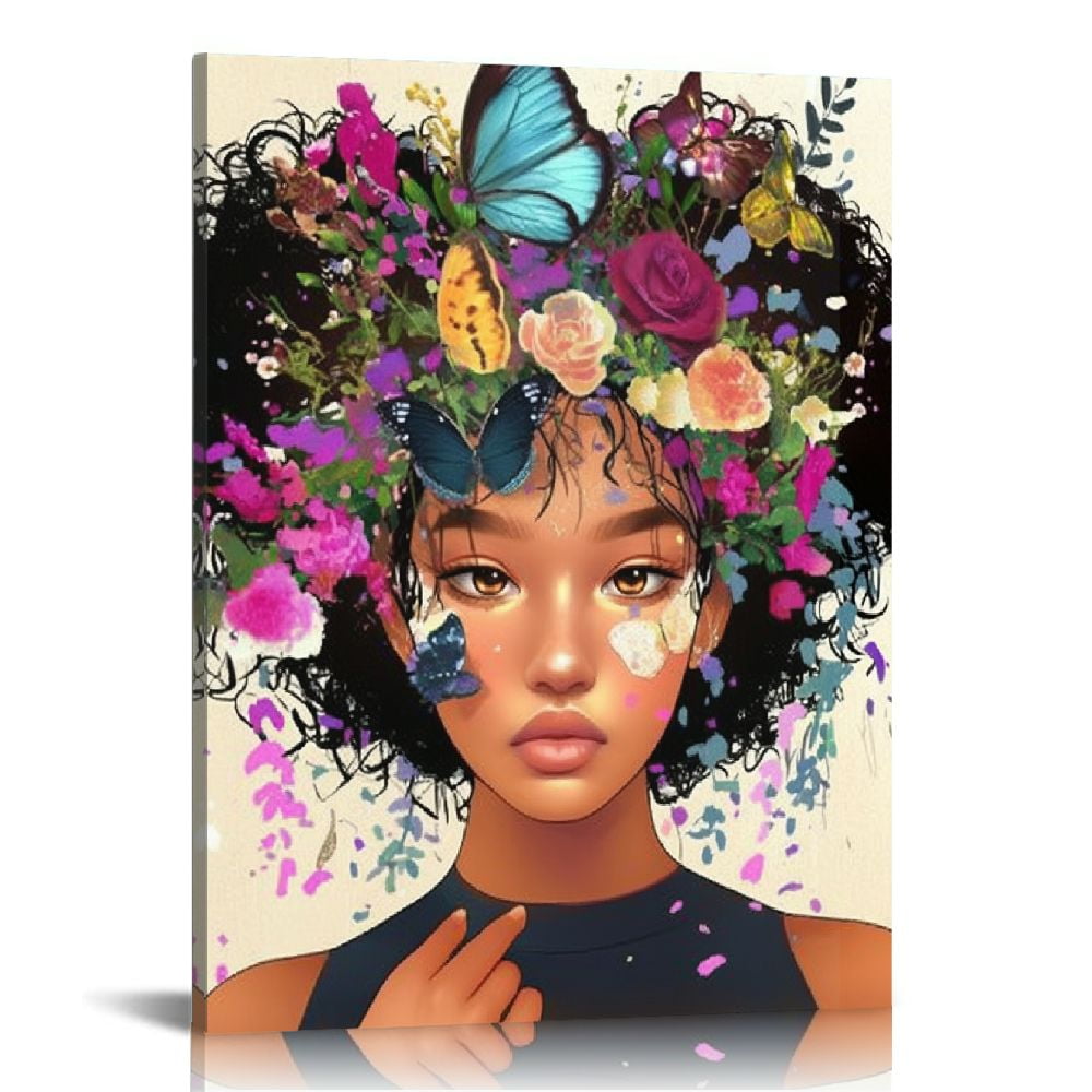 ARISTURING Vintage African American Women Wall Art Fashion Black Girl Portrait Canvas Pictures ...