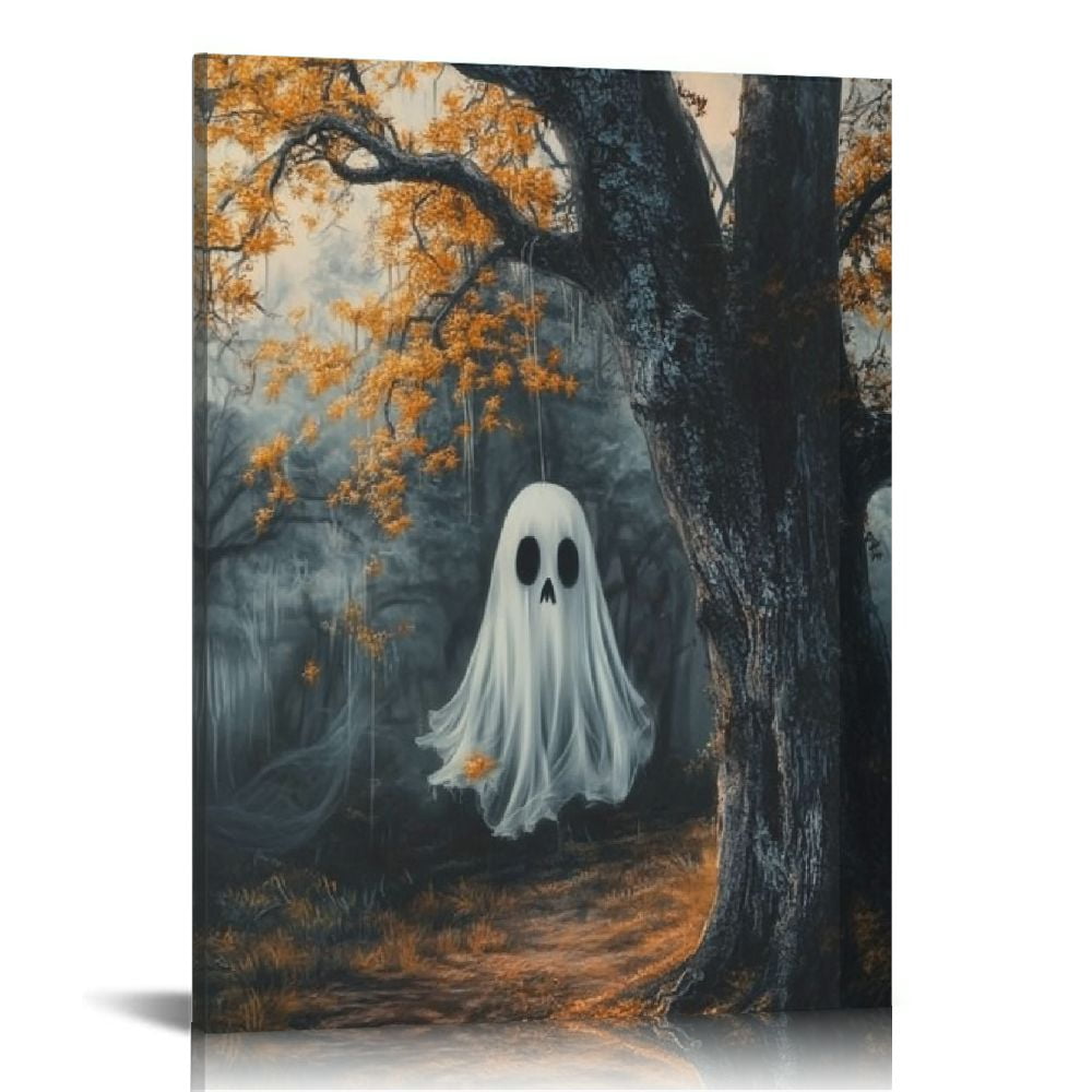 ARISTURING Vintage Cute Ghost Canvas Wall Art, Funny Halloween Pictures ...