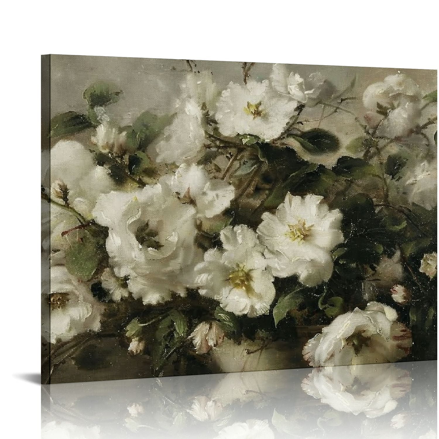 ARISTURING Vintage Floral Square Framed Wall Decor,Rustic Roses Flower Wall Art for Living Room ...
