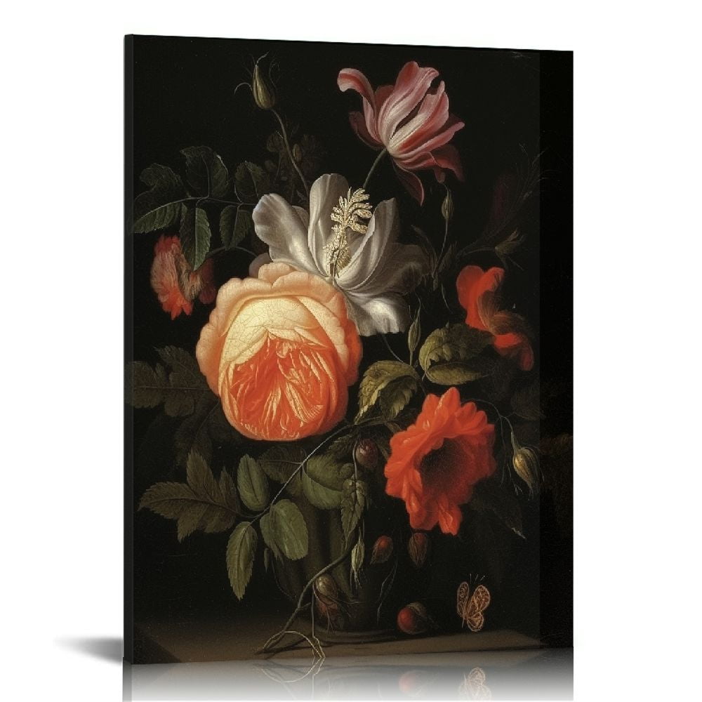 ARISTURING Vintage Moody Dark Academia Flower Botanical Wall Art Floral Still Life Printable ...