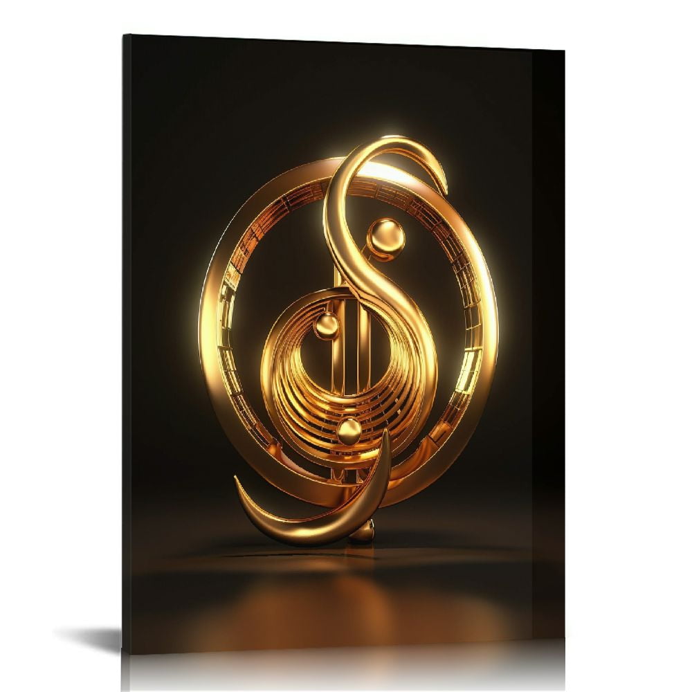 HENGT Vintage Music Symbolic Art Print Music Wall Decor - Black Golden ...