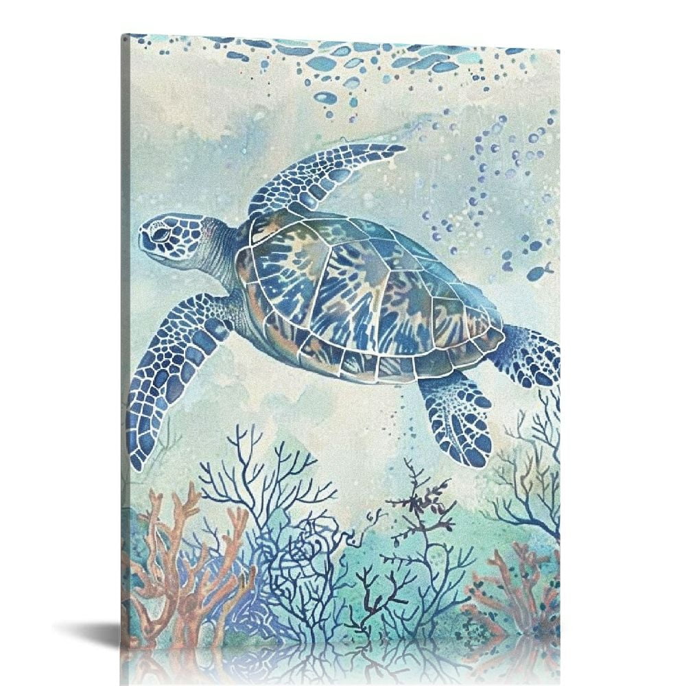 ARISTURING Vintage Ocean Beach Summer Sea Turtle Canvas Wall Art Prints ...