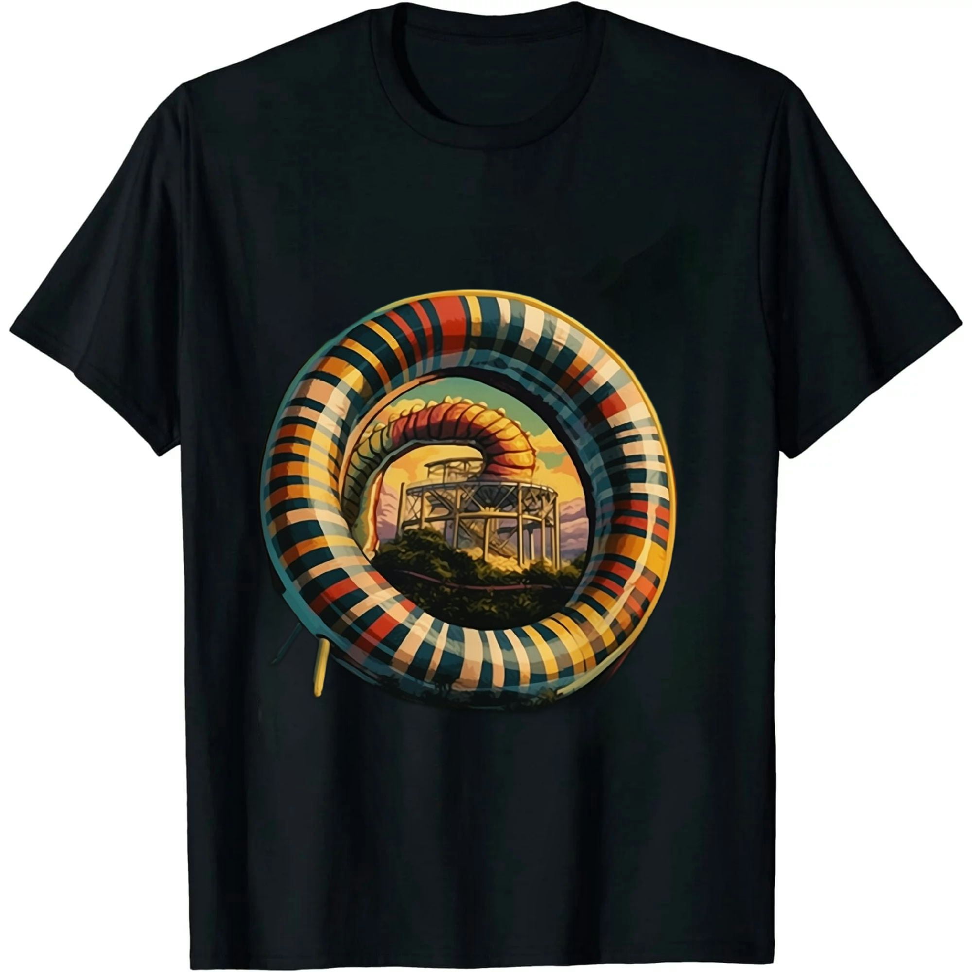 ARISTURING Vintage Retro Roller Coaster Amusement Park T-Shirt ...